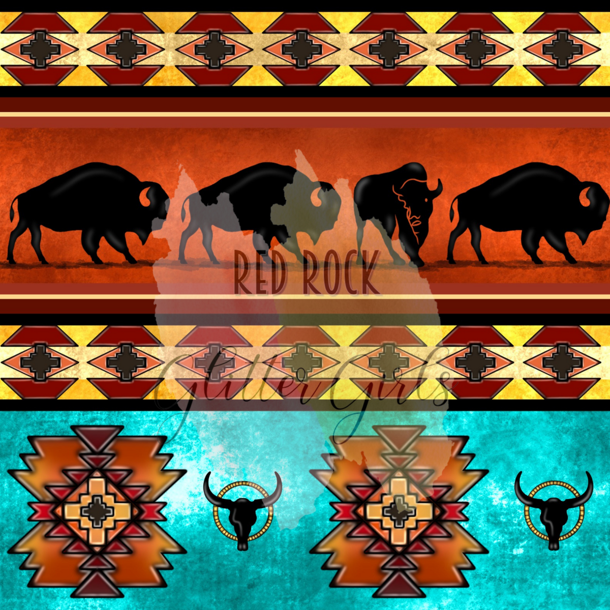 Native Aztec Buffalo – Red Rock Glitter Girls