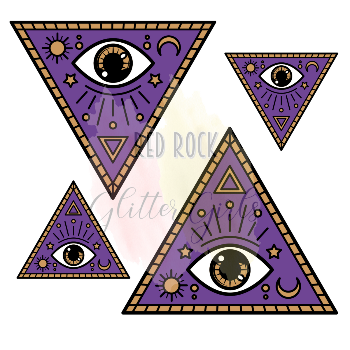Purple Triangle Evil Eye- Clear Cast – Red Rock Glitter Girls